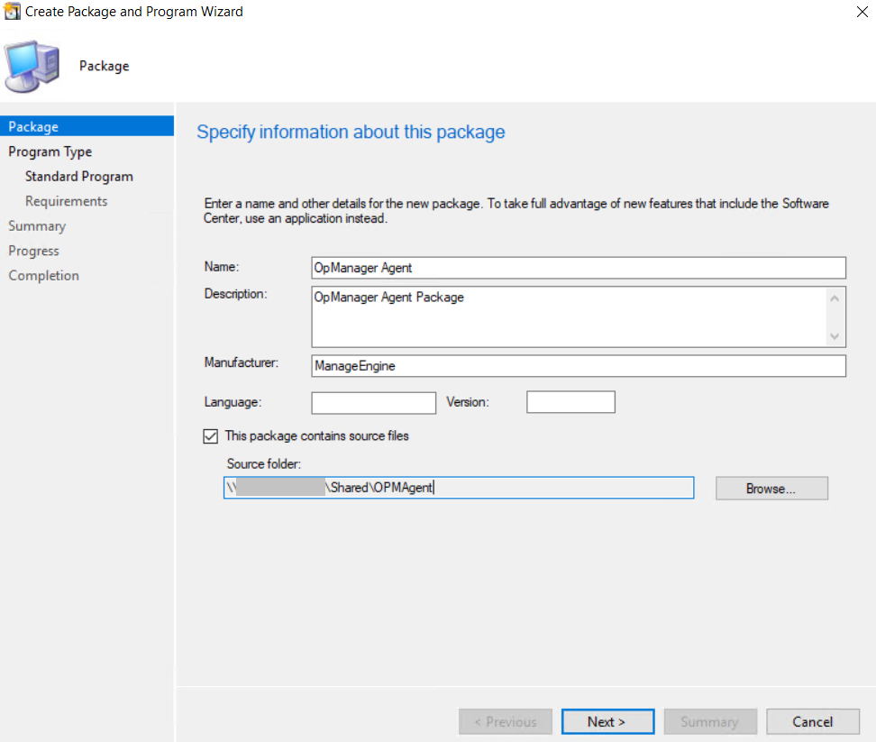 Installing agent using SCCM | OpManager Help