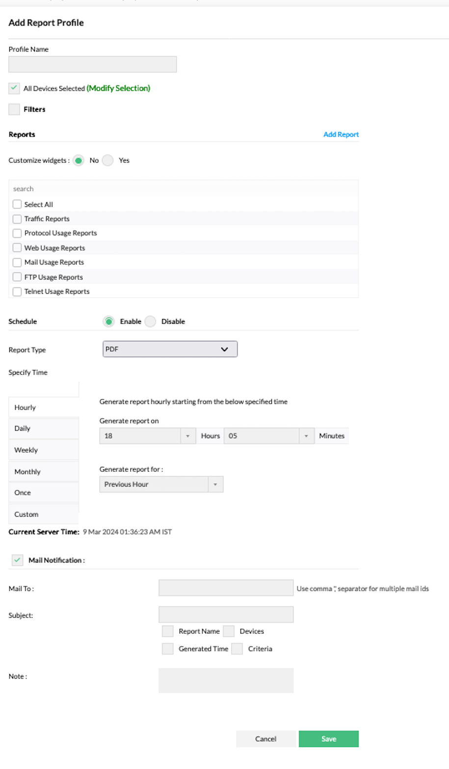 Firewall Custom Reports | User Customized Reports | Firewall Analyzer