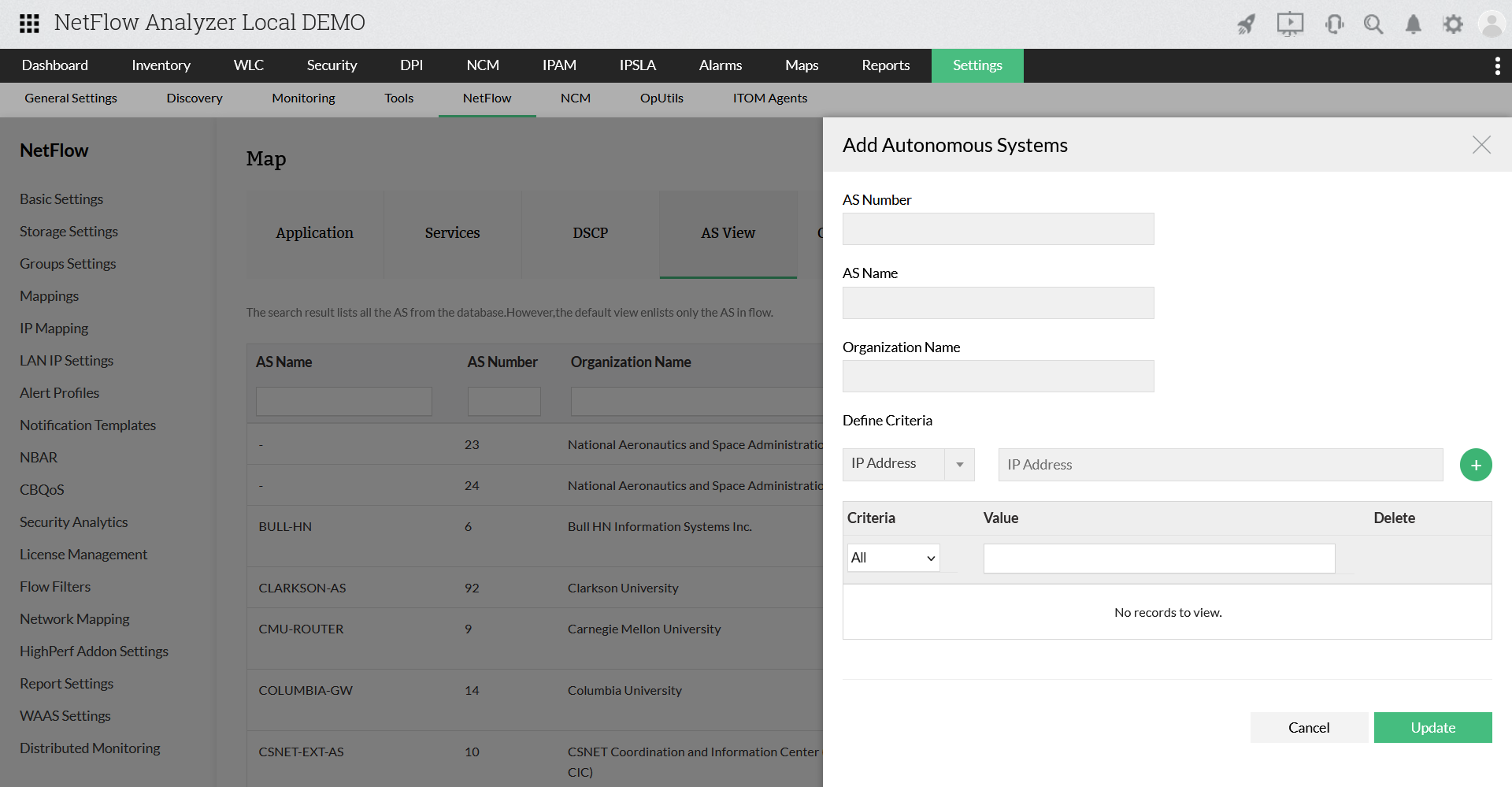 How to edit Autonomous System view.